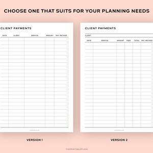 Client Payment Tracker Printable, Client Payment Log, Client Service ...