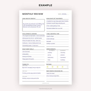 Monthly Review Printable, Monthly Reflection, Monthly Evaluation ...