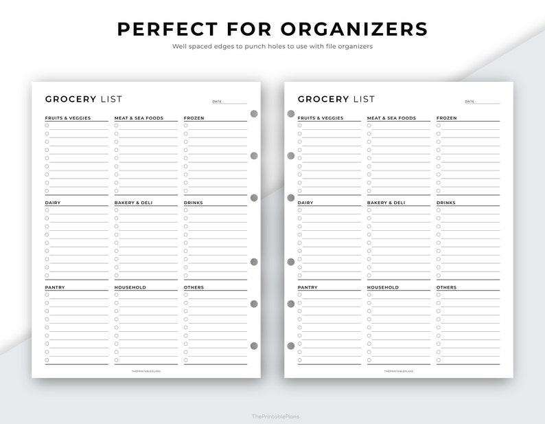 Grocery List Printable Template, Grocery Planner, Food Shopping List ...