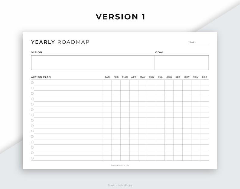 Goal Roadmap Printable, Goal Setting, Goal Action Plan, Project Yearly ...