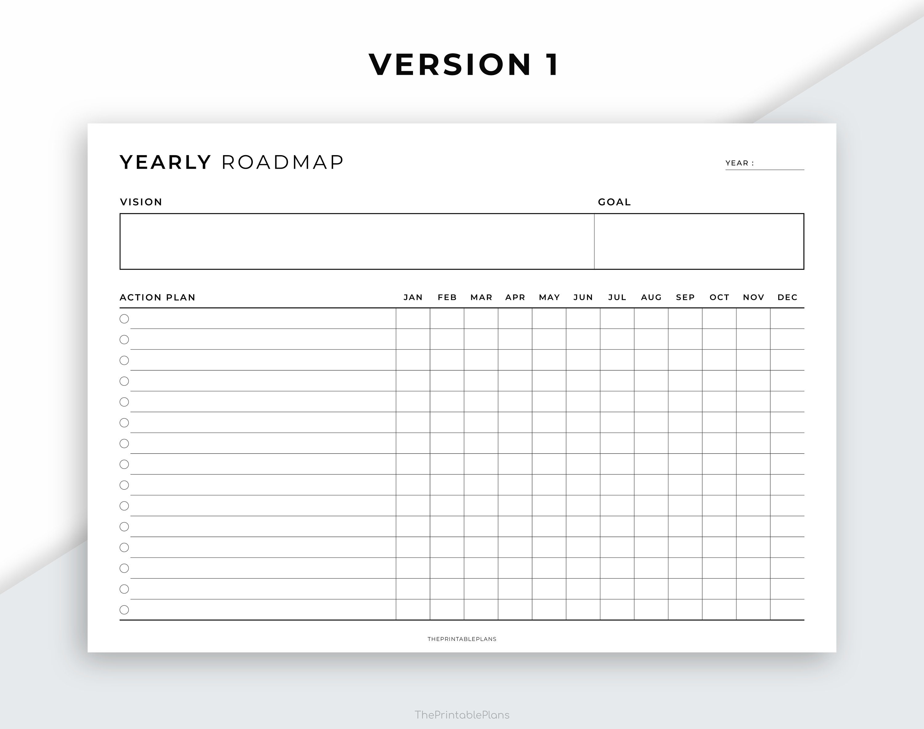 Goal Roadmap Printable, Goal Setting, Goal Action Plan, Project Yearly ...