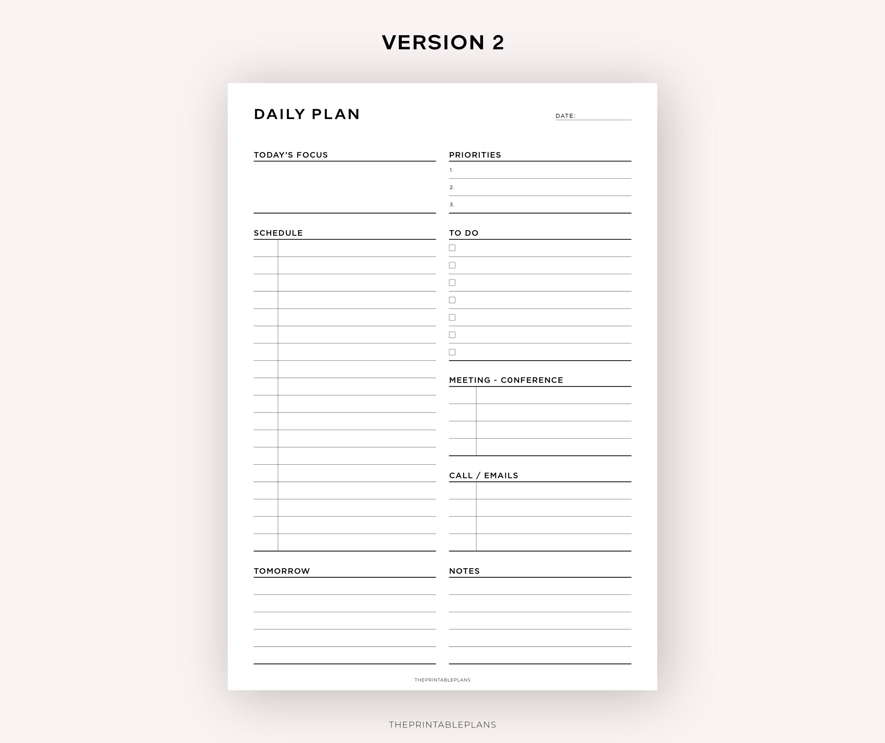 Daily Work Planner, Office Planner Printable, Work From Home, Daily ...