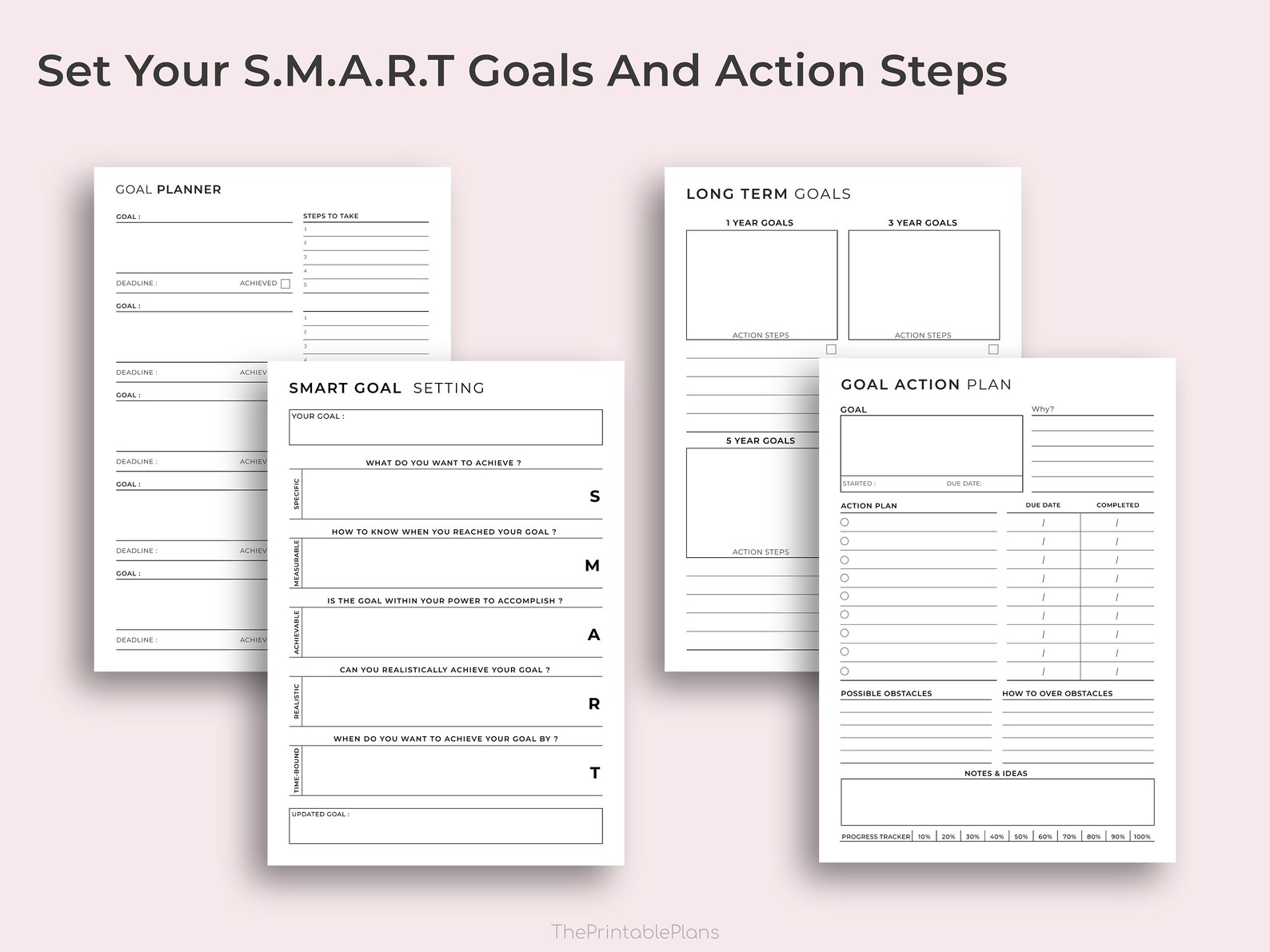 Printable Goal Planner Bundle Daily Weekly Monthly Quarterly - Etsy UK