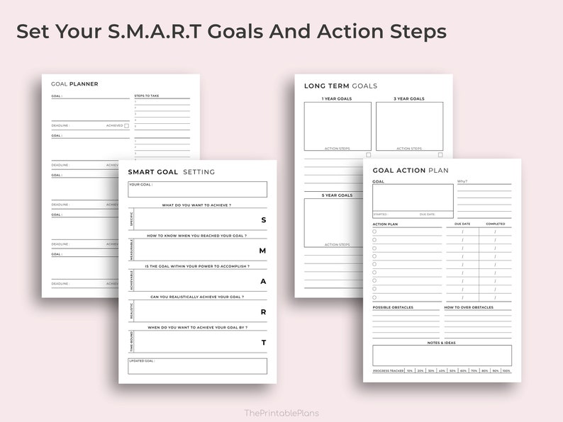Printable Goal Planner Bundle Daily Weekly Monthly Quarterly - Etsy