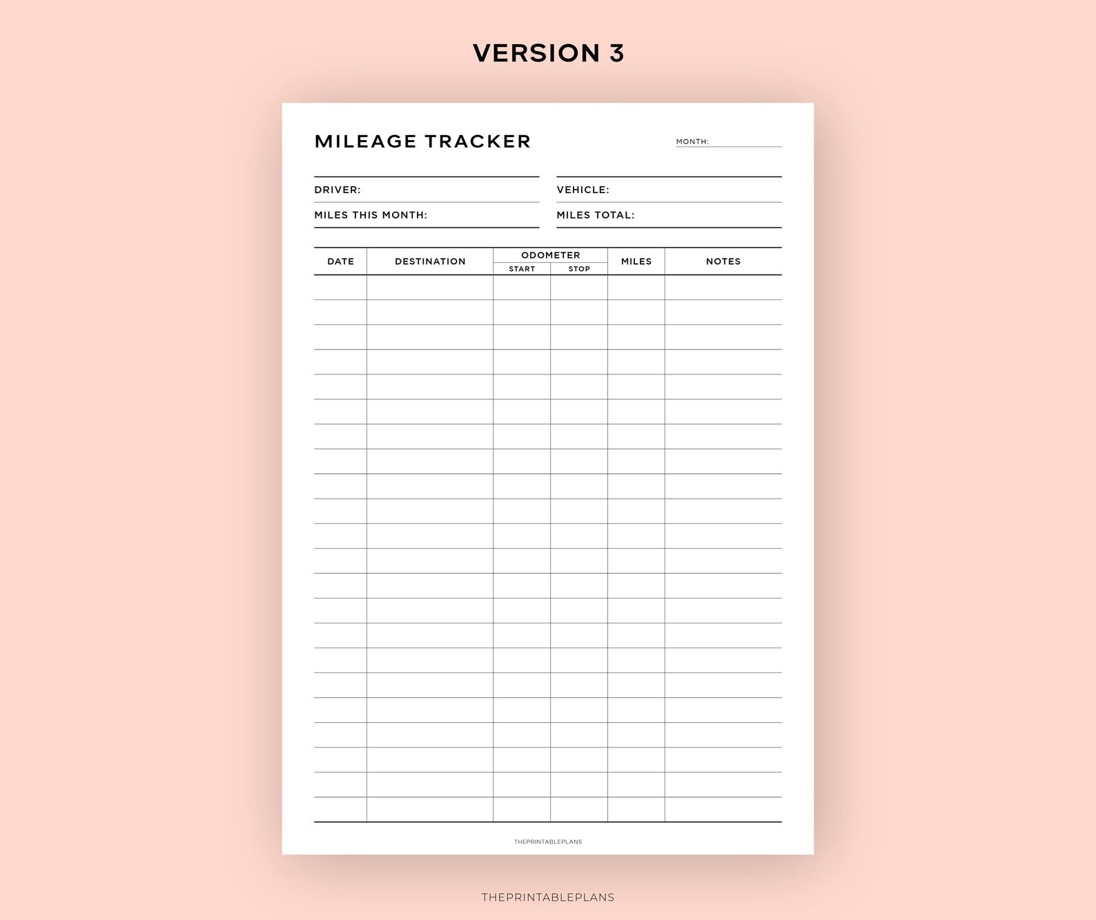 Mileage Tracker Printable, Mileage Log Printable, Work Trip Miles ...