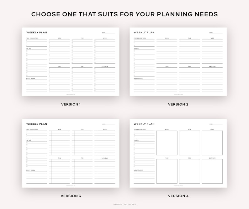 Weekly Planner Printable, Weekly Agenda, Weekly Schedule, Week at a ...