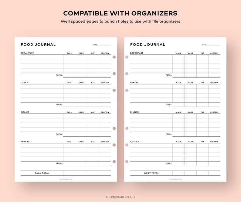 Food Journal Printable, Daily Food Diary Printable, Daily Food Journal ...