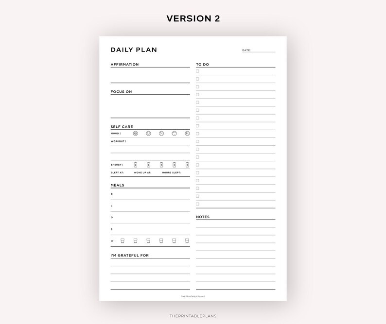 Daily Wellness Planner, Self Care Planner, Meal Planner, Health ...