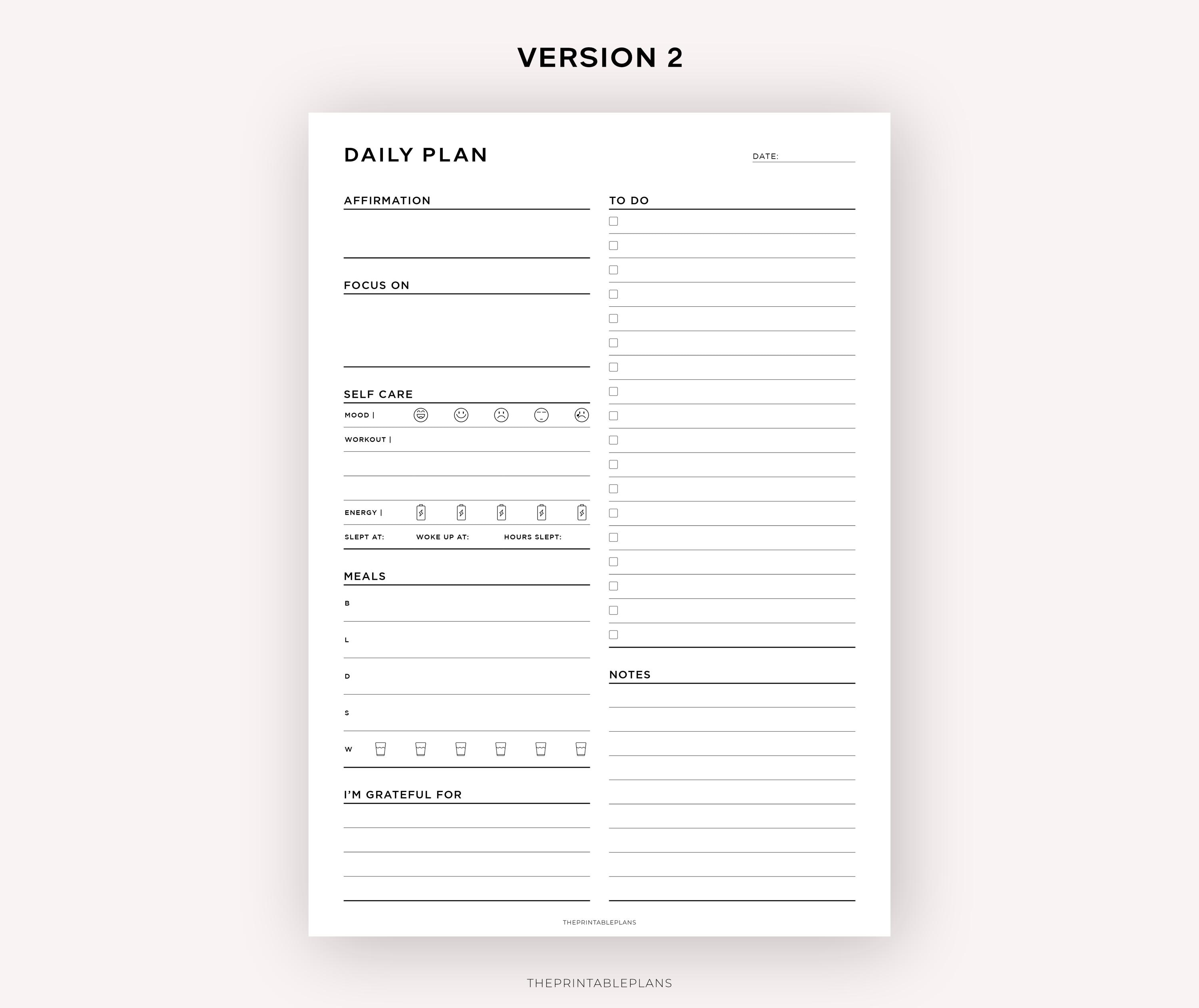 Daily Wellness Planner, Self Care Planner, Meal Planner, Health ...