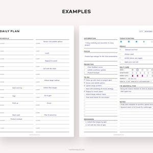 24 Hour Daily Planner on 2 Pages, Daily Hourly Planner Printable ...