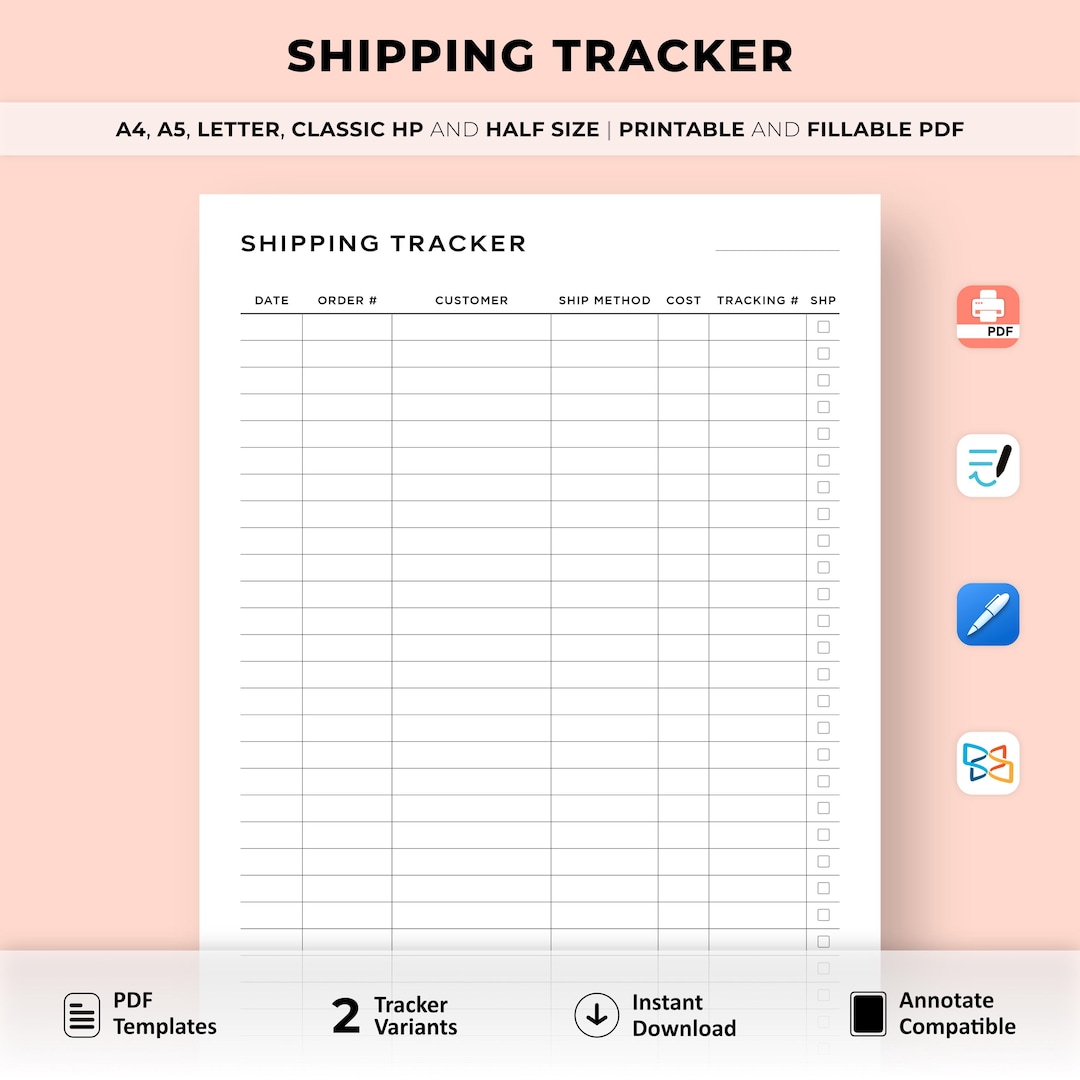 Shipping Tracker Printable, Shipping Planner, Shipping Log, Shipment ...