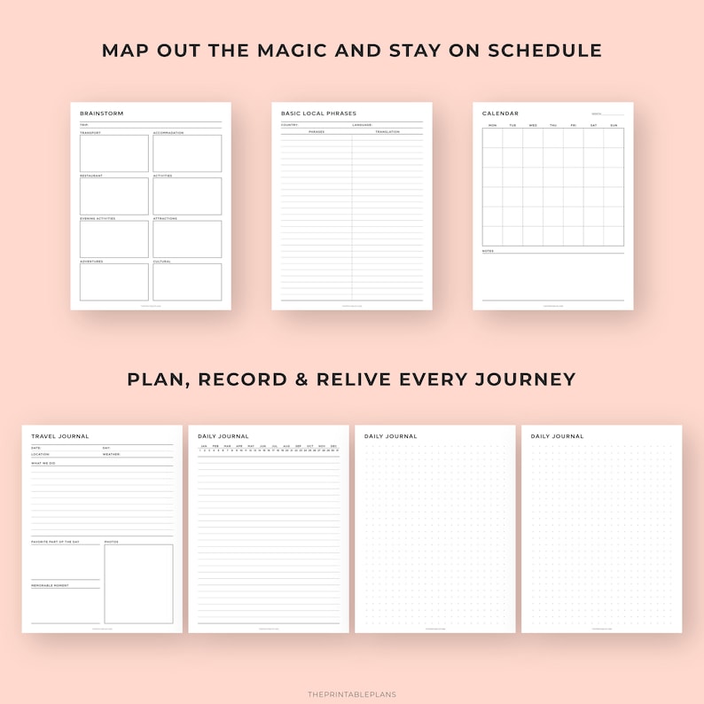 Travel Planner Printable, Travel Itinerary Printable, Travel Journal ...