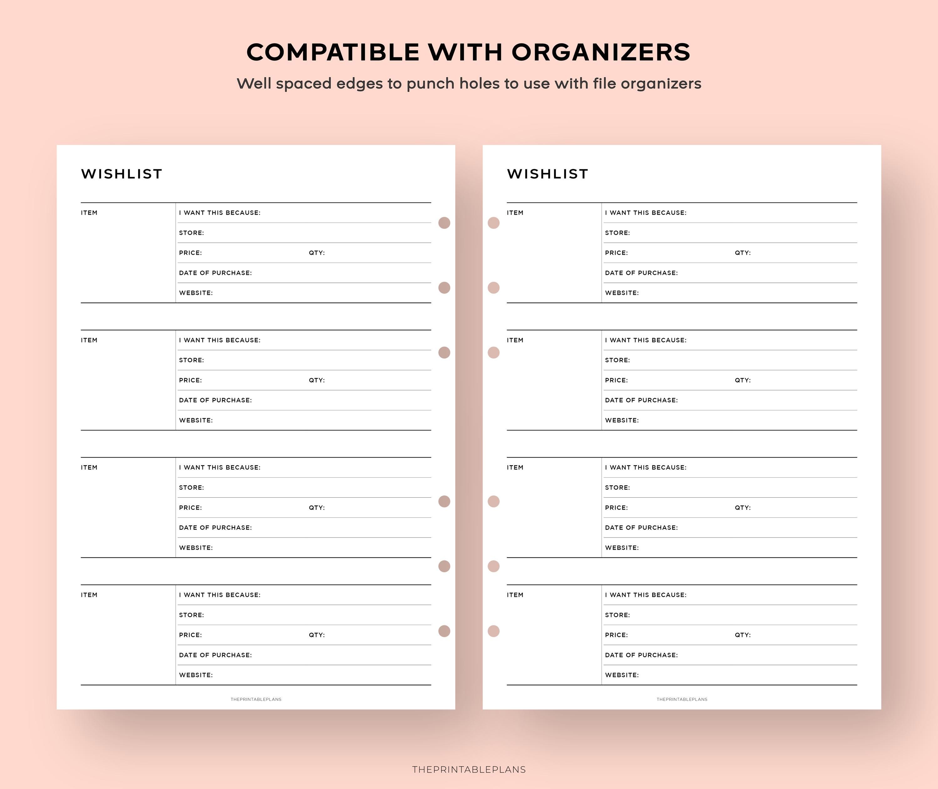 Wishlist Planner Printable, Holiday Wishlist Template, Birthday ...