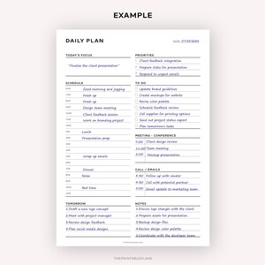 Daily Work Planner, Office Planner Printable, Work From Home, Daily ...
