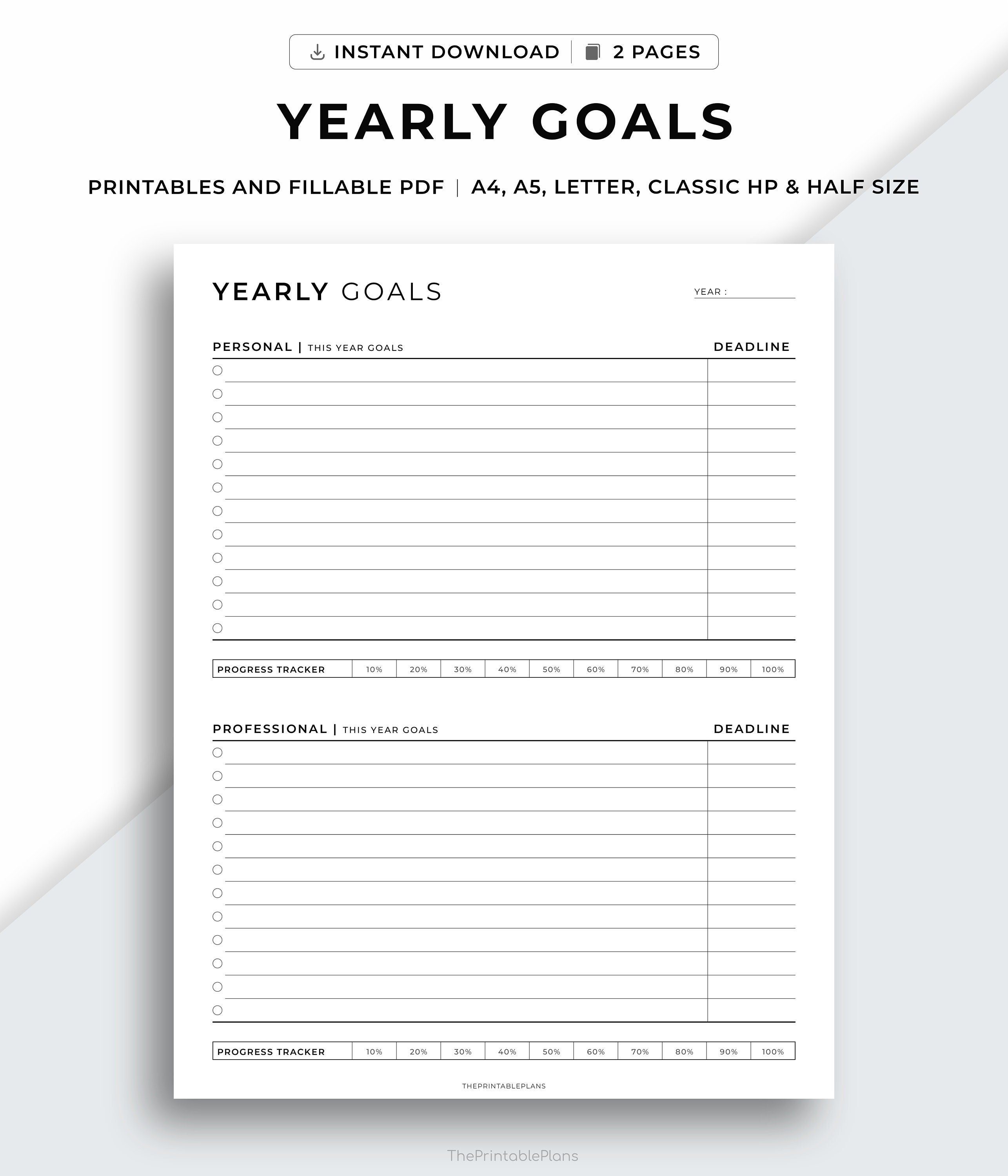 Goal Planner Printable, Printable Yearly Goals, Goal Setting, Goal ...