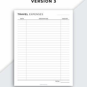 Simple Travel Expenses Tracker Printable, Vacation Spending Log, Daily ...