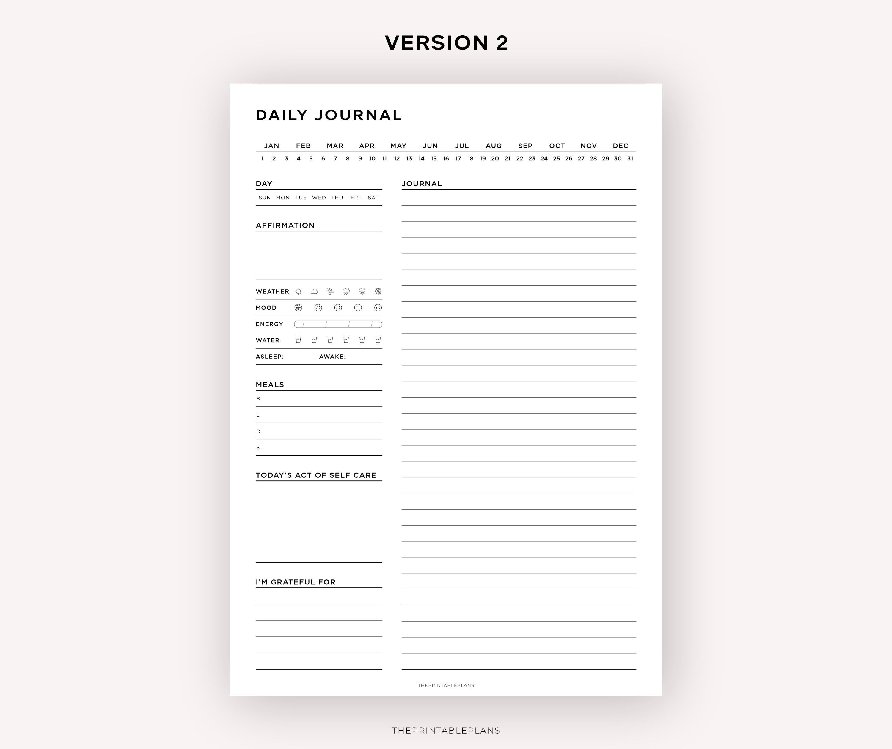 Daily Journal Printable, Goodnotes Journal, Diary Journal, Self Care ...