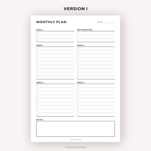 Monthly Goal Planner Printable, to Do List Template, Task List, Monthly ...