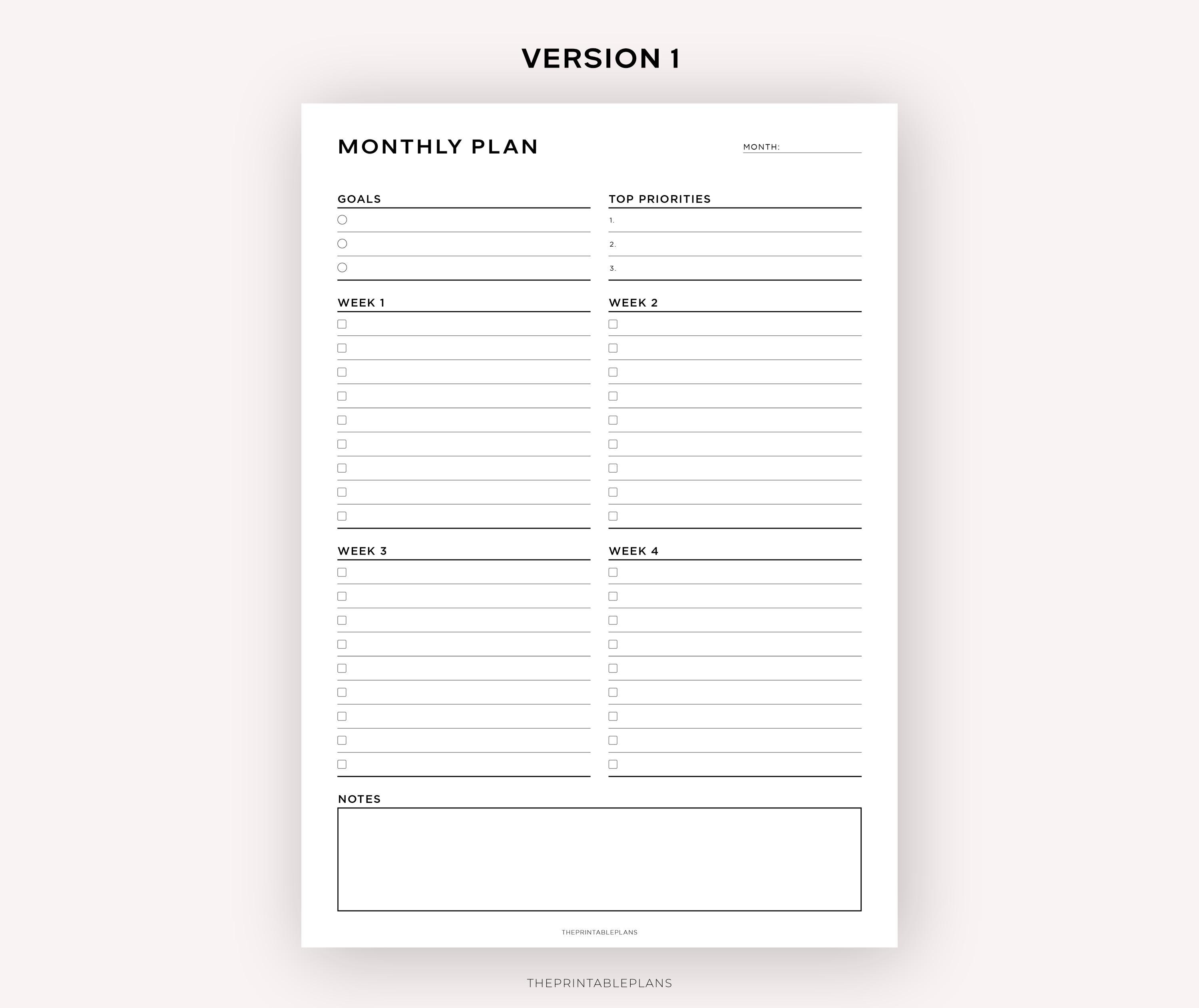 Monthly Goal Planner Printable, to Do List Template, Task List, Monthly ...