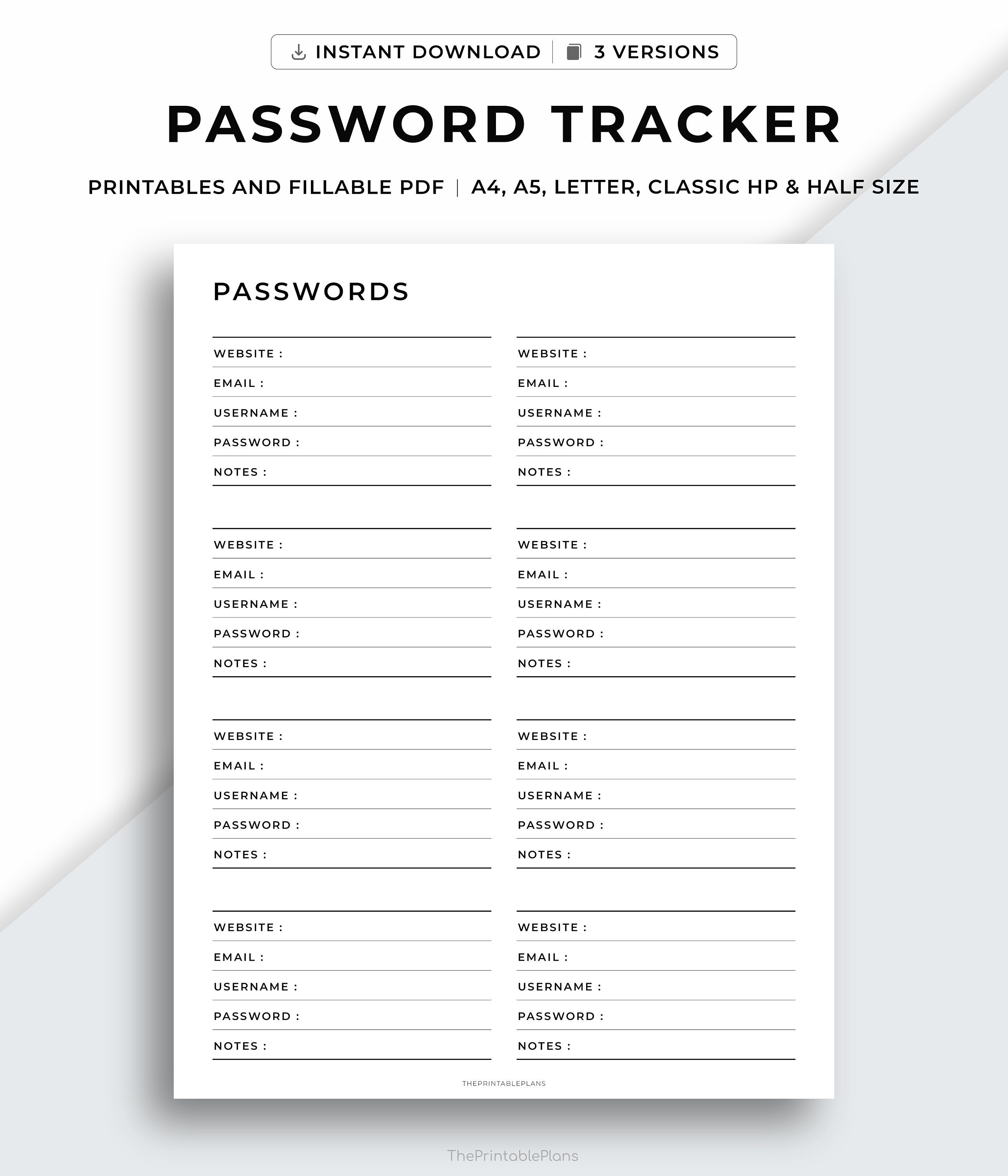 Password Tracker Printable, Password Log, Password Tracker, Password ...