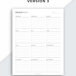 Yearly Roadmap Printable, Goal Roadmap, Project Mapping, Yearly Planner ...