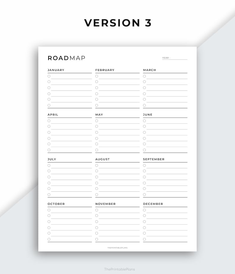 Yearly Roadmap Printable, Goal Roadmap, Project Mapping, Yearly Planner ...