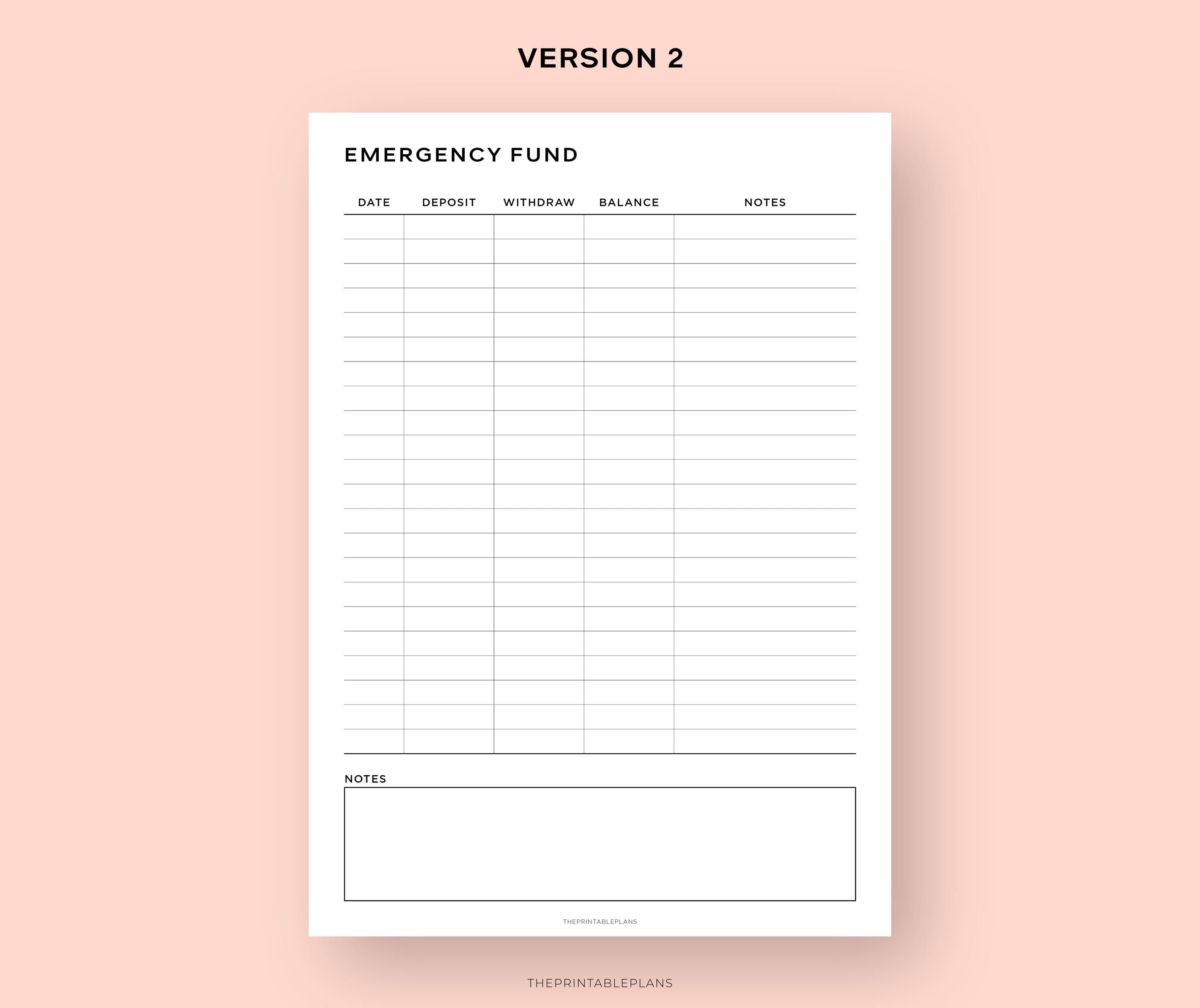 Emergency Fund Tracker Printable, Emergency Fund Challenge, Emergency ...
