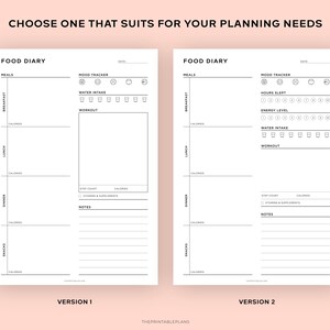 Daily Food Diary Printable, Food Journal, Meal Planner, Vitamin Intake ...