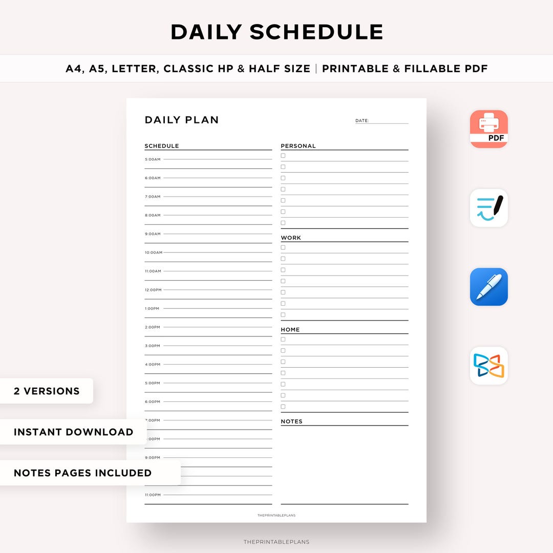 Personal Daily Planner Printable, Office Organizer, Work Planner ...