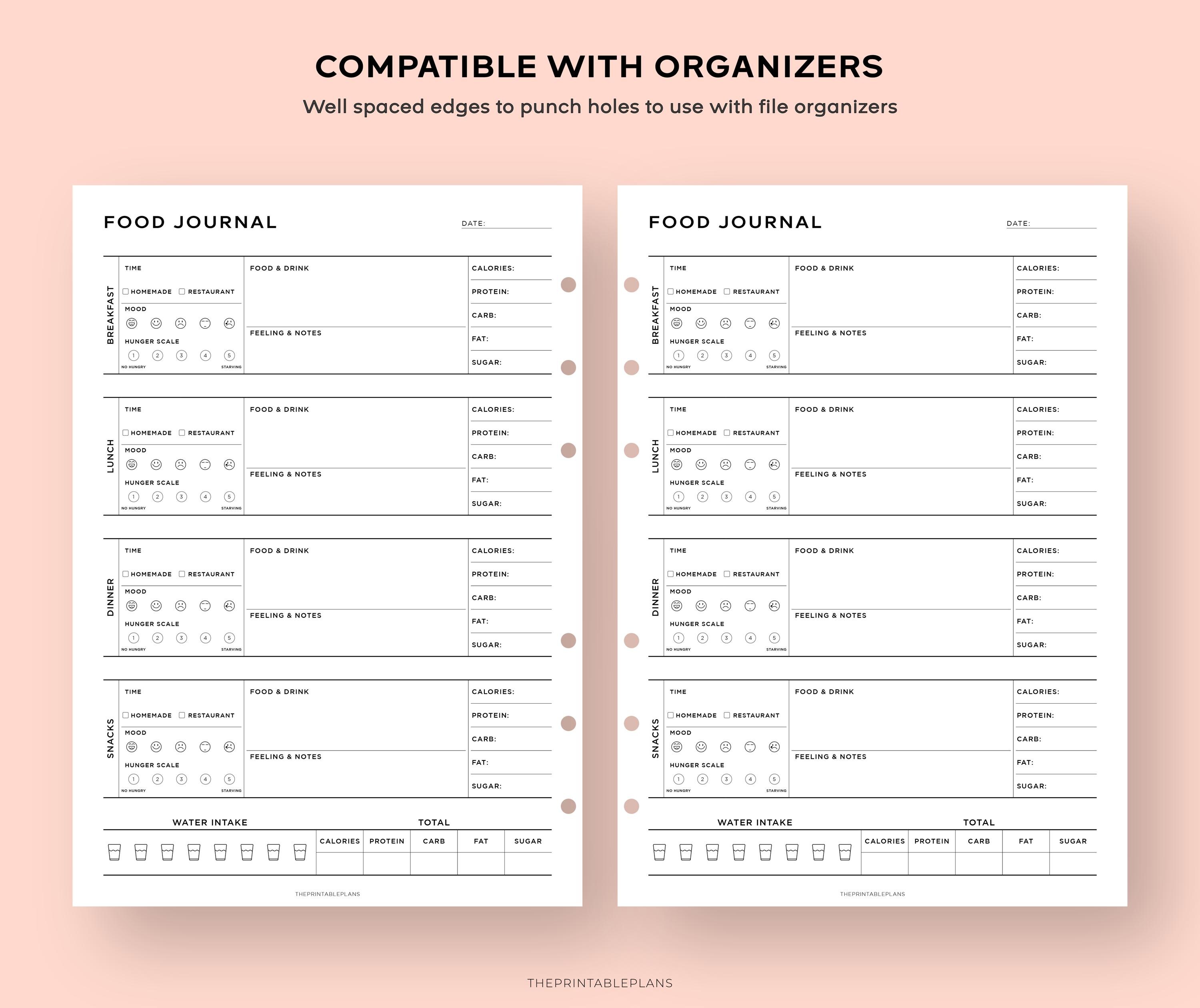 Food Journal Printable, Daily Food Diary Printable, Daily Food Journal ...