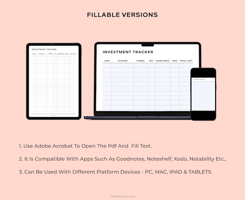 Investments Tracker Printable, Investment Planner, Investments ...