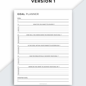 SMART Goal Planner Printable, Goal Setting, Goal Action Plan, SMART ...
