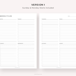 Week on Two Pages, Weekly Planner Printable, Productivity Planner, Week ...