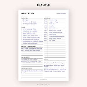 Daily Planner Printable, Work From Home, A4 A5 Letter Sizes (PDF) - Etsy