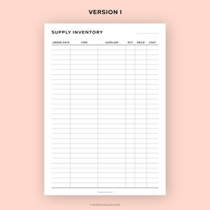 Supply Inventory Tracker Printable, Supplies to Order Tracker, Small ...