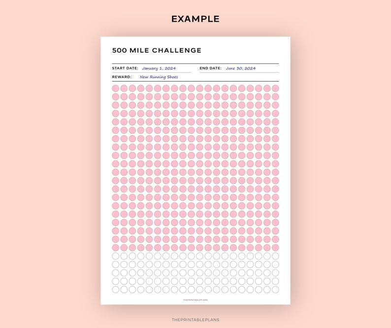 500 Mile Challenge Tracker Printable, Walking Tracker, Running Tracker ...