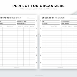 Checkbook Register Printable, Check Transaction Tracker, Checkbook ...