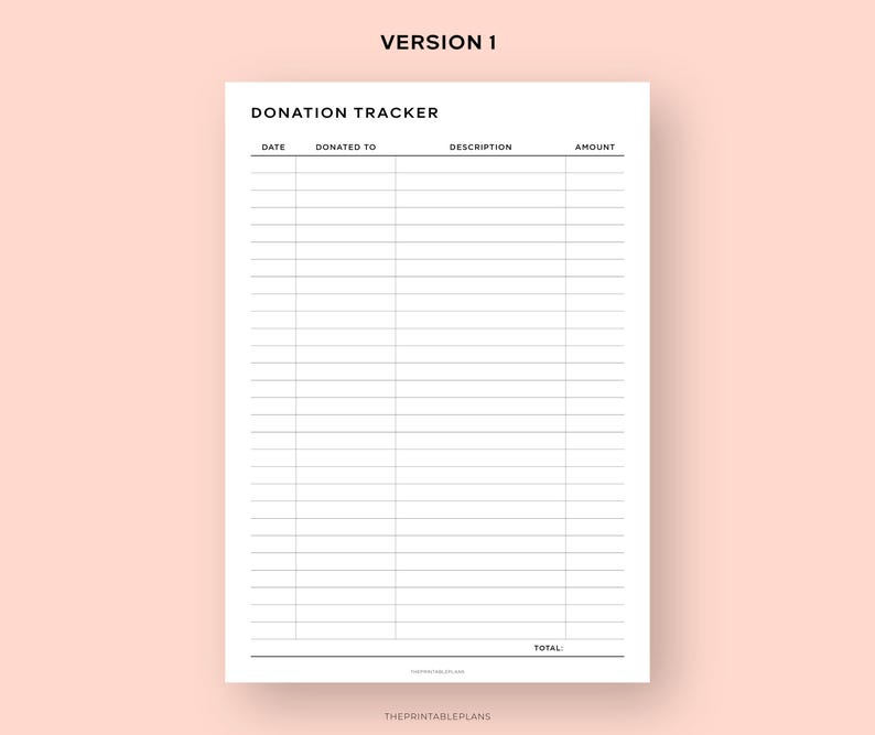 Donation Tracker Printable, Donation Log, Tithe Tracker, Giving Log, Fundraising Tracker ...