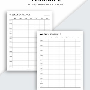 Half Hour Weekly Schedule, Weekly Planner Printable, Week at a Glance ...
