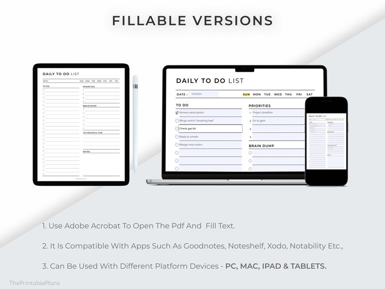 Printable Daily to Do List, Printable Daily Task List, Daily Checklist ...