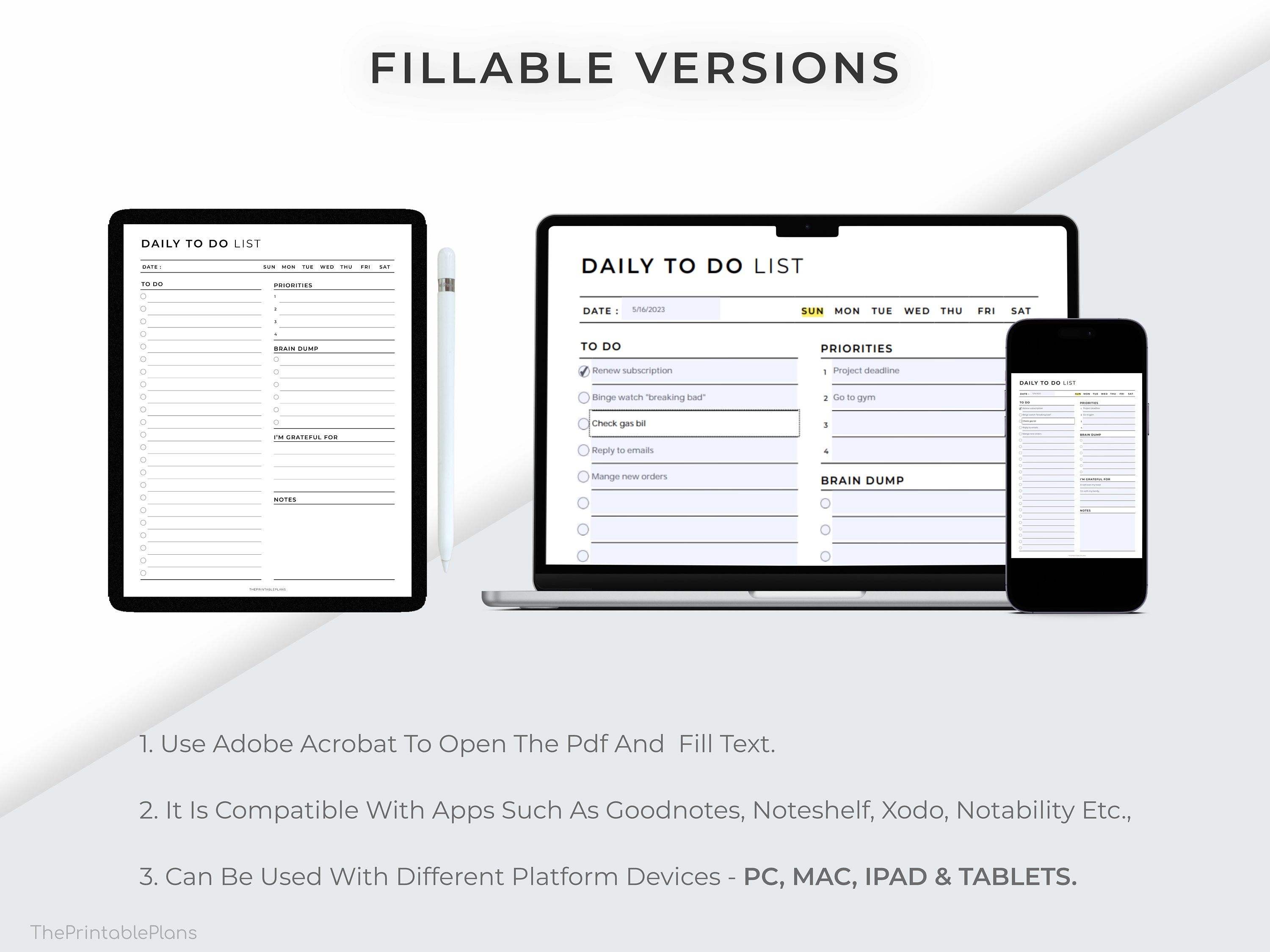 Printable Daily to Do List, Printable Daily Task List, Daily Checklist ...