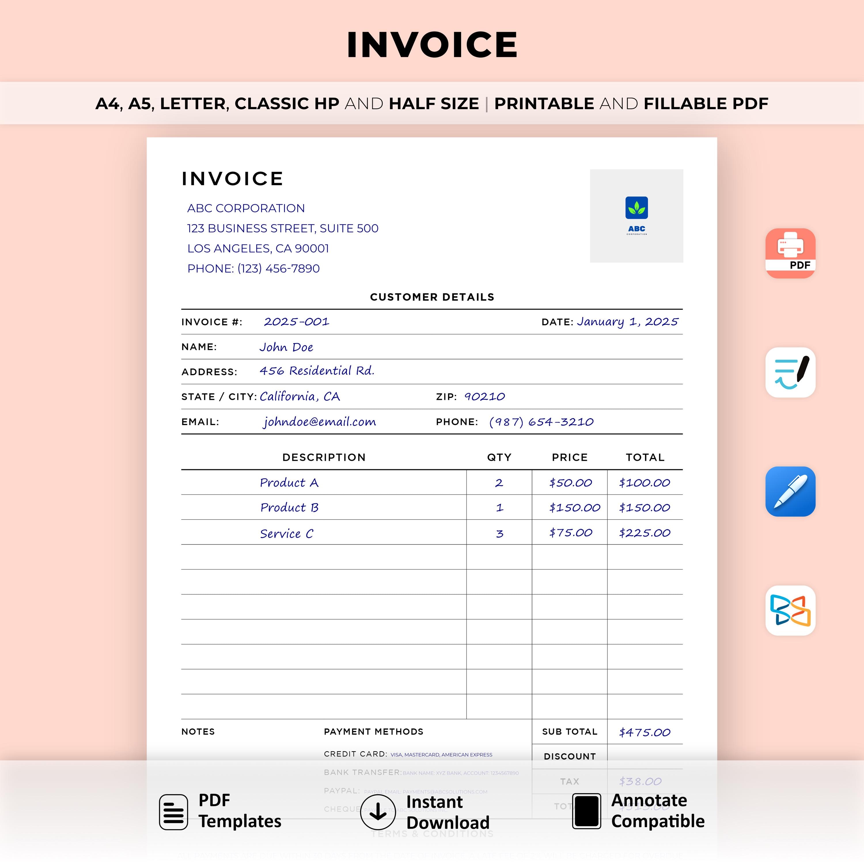 Invoice Template, Receipt Form, Small Business, Receipt Order, Job ...