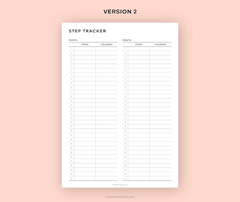 Monthly Step Tracker Printable, Step Log Template, Walking Journal ...