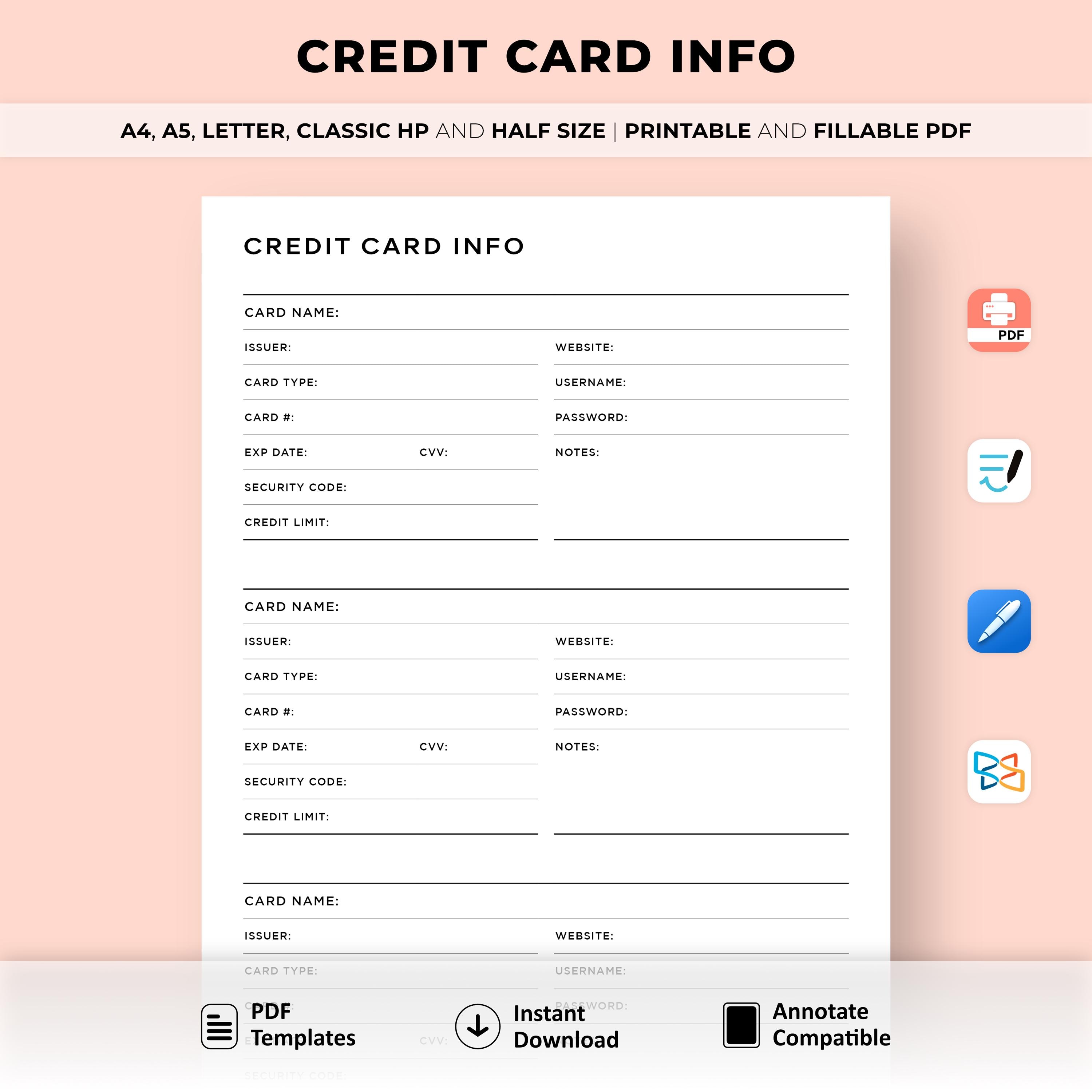 Credit Card Size Template