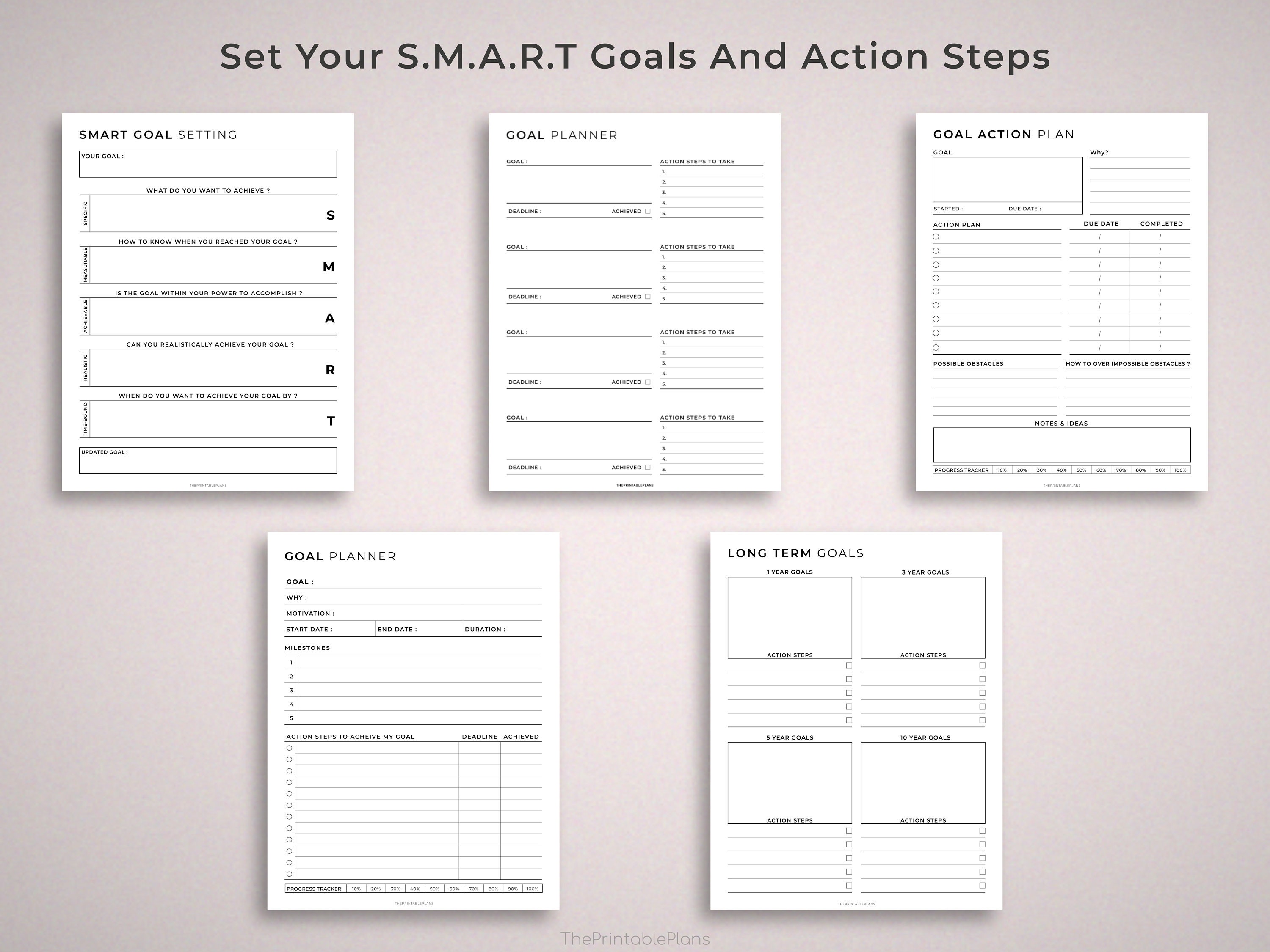Printable Goal Planner Bundle, Daily, Weekly, Monthly, Quarterly ...