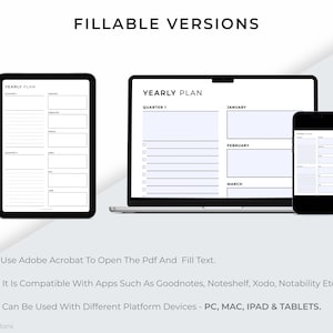 Yearly Planner Printable, Quarterly Goals, Annual Overview, Tasks ...