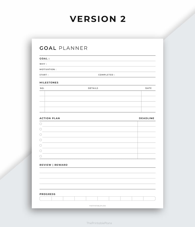 Goal Planner Printable, Goal Setting, Goal Action Plan, Goal Tracker ...