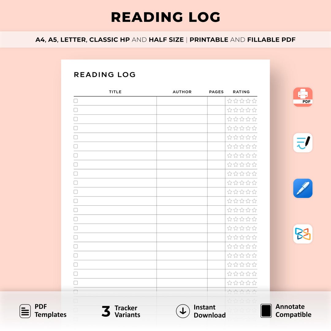Reading Log Printable, Reading Tracker, Books to Read, Books I've Read ...
