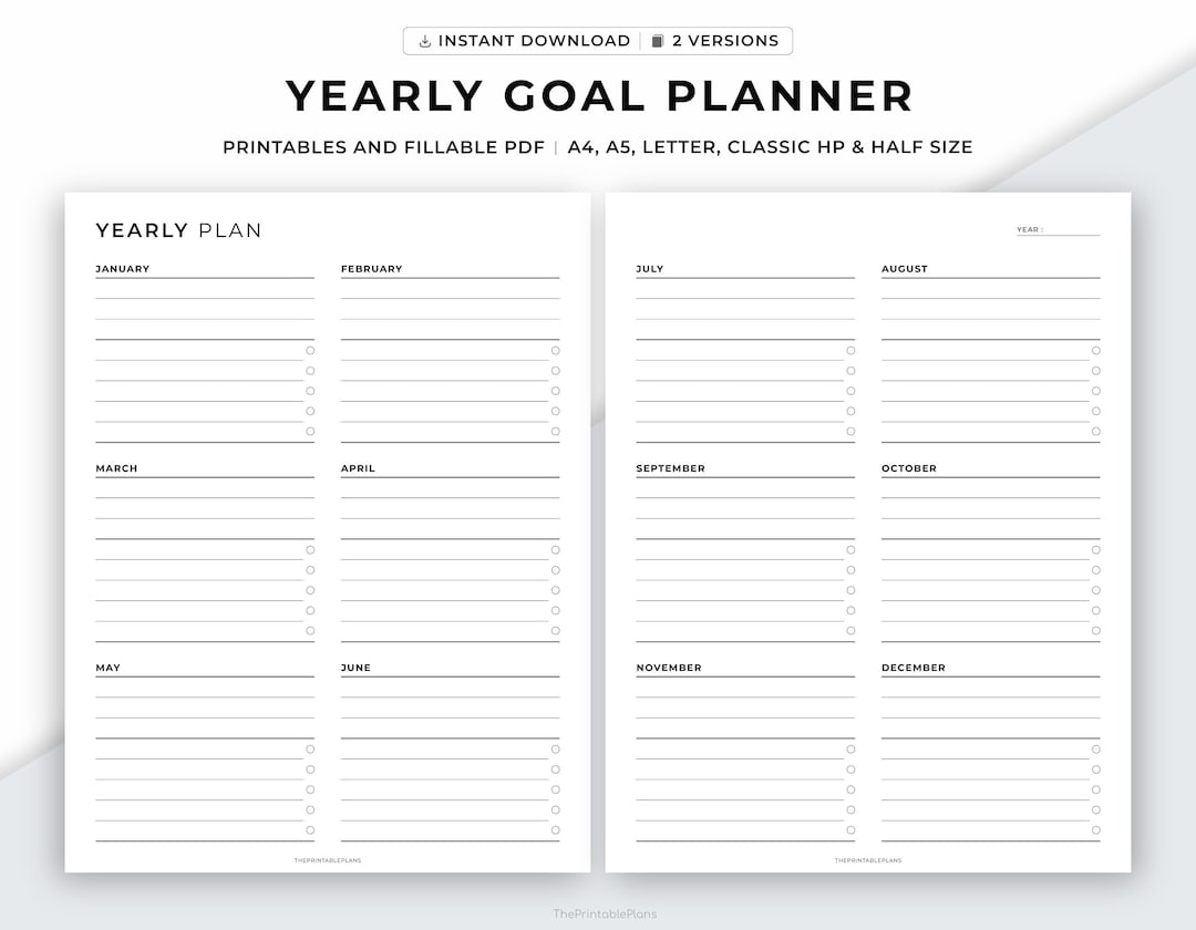 Yearly Goal Planner Printable, Goal Setting, Goal Planning, Yearly ...