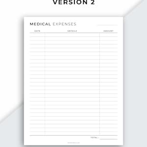 Medical Expenses Tracker Printable, Manage Medical Expenses, Health ...